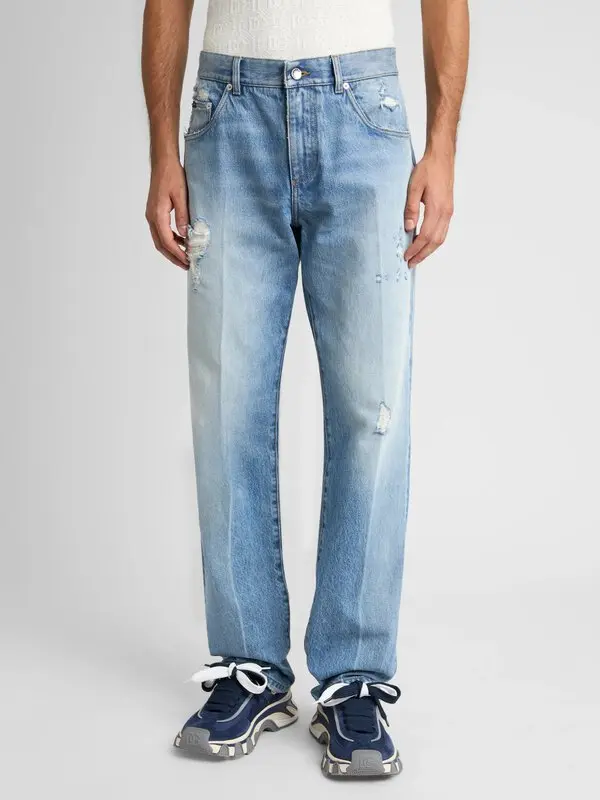 Dolce & Gabbana Orta Distressed Straight-leg Jeans