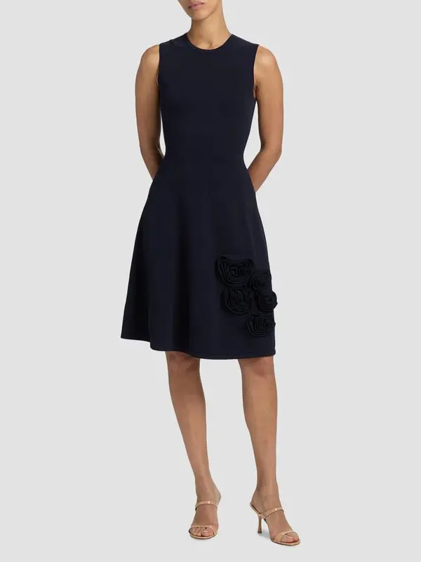 Lela Rose Rose-appliquéd Fit & Flare Minidress
