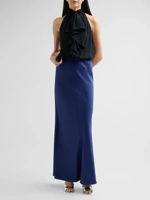 Alberta Ferretti Enver Satin Maxi Slip Skirt