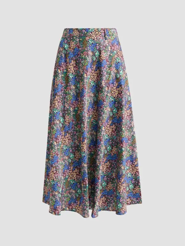 Moschino Floral Print Midi Skirt - Multi Brown
