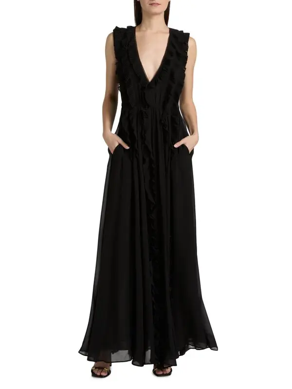 Ulla Johnson Aida Silk Cascading Ruffle Gown