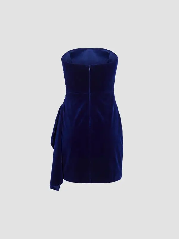 Mac Duggal Velvet Strapless Draped Mini Dress