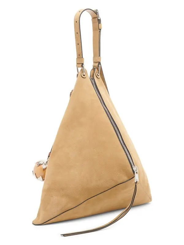 Moschino Folded Suede Hobo Bag - Ecru