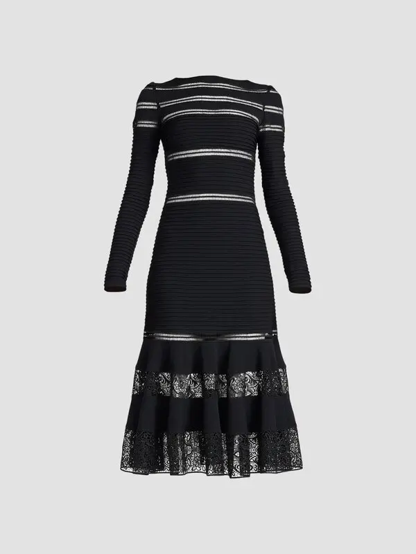 Tadashi Shoji Tiered Pleated Cocktail Dress - Black