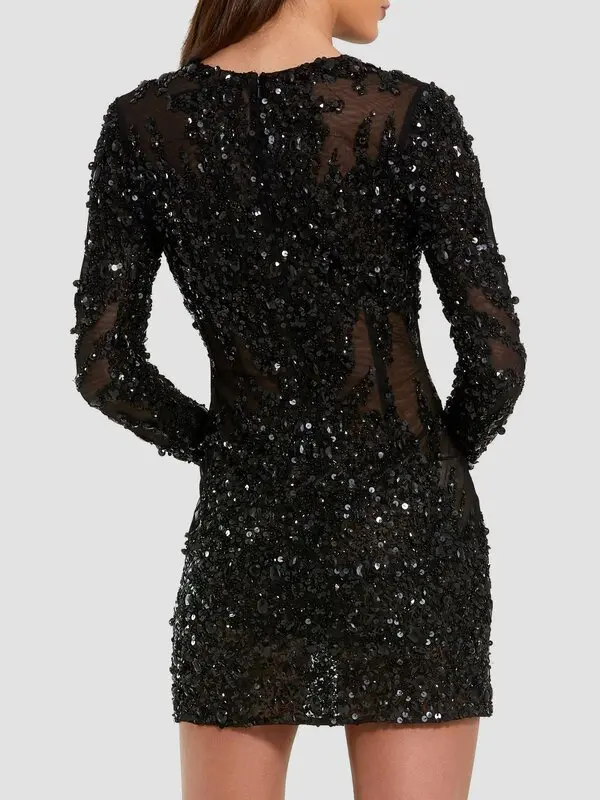 Mac Duggal Sheer Sequined Minidress