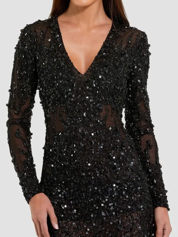 Mac Duggal Sheer Sequined Minidress
