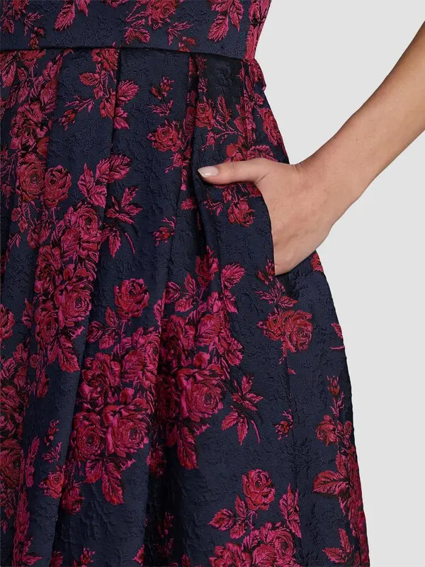 Mac Duggal Floral Brocade Tea-length Cocktail Dress - Fuchsia Multi