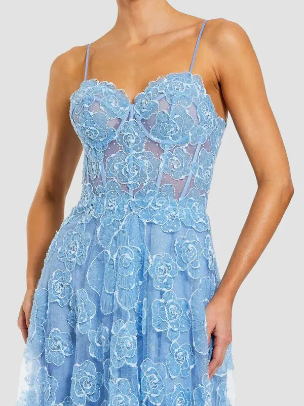 Mac Duggal Floral Mesh Sweetheart A-line Gown