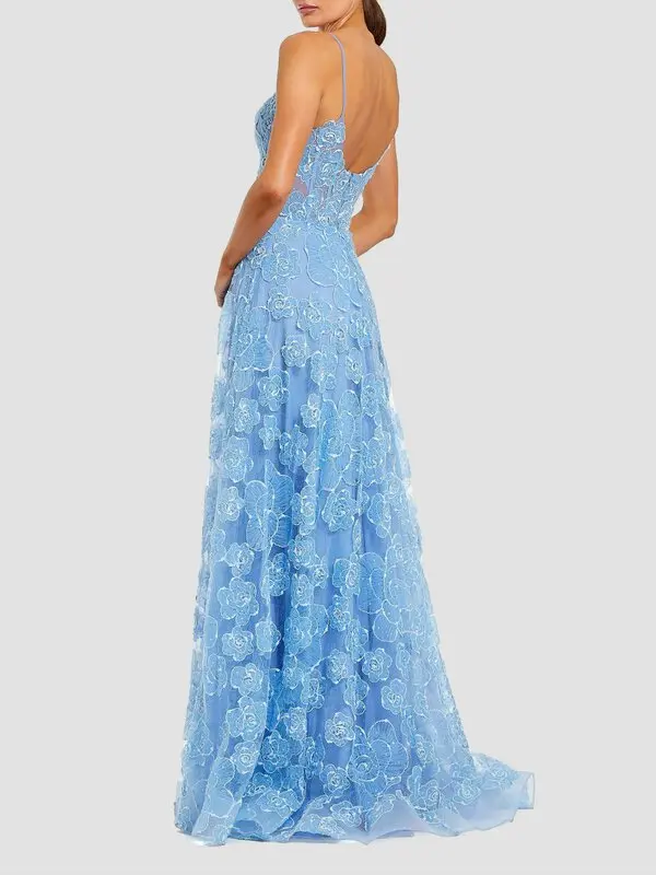 Mac Duggal Floral Mesh Sweetheart A-line Gown