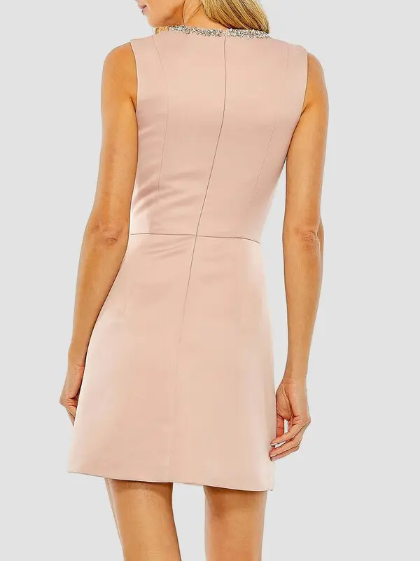 Mac Duggal Embellished Crepe V-neck Cocktail Minidress