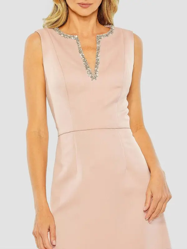 Mac Duggal Embellished Crepe V-neck Cocktail Minidress