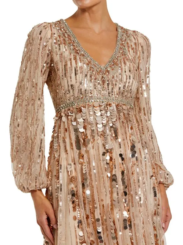 Mac Duggal Sequin-embellished Gown - Bisque