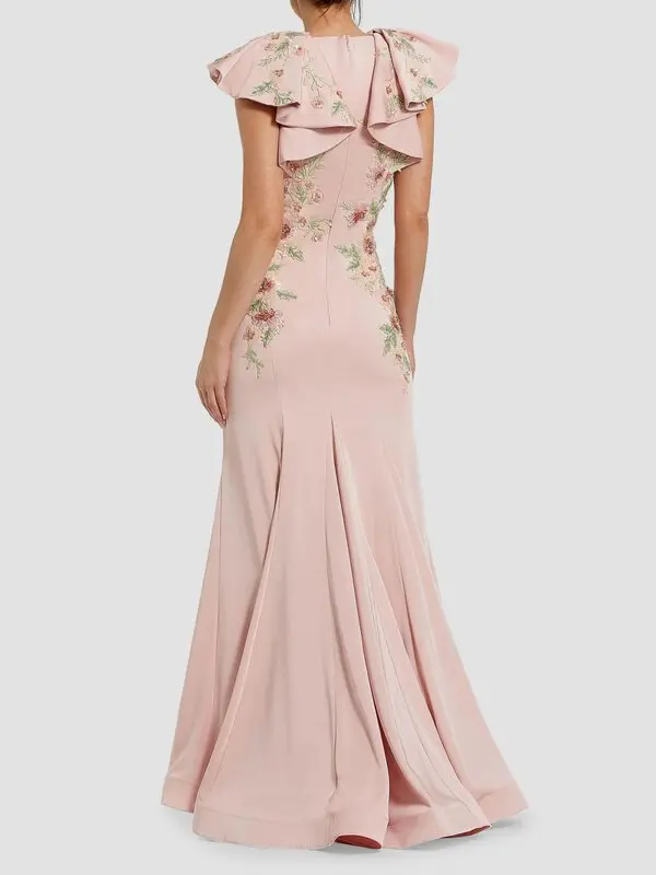Mac Duggal Flutter-sleeve Embellished Mermaid Gown