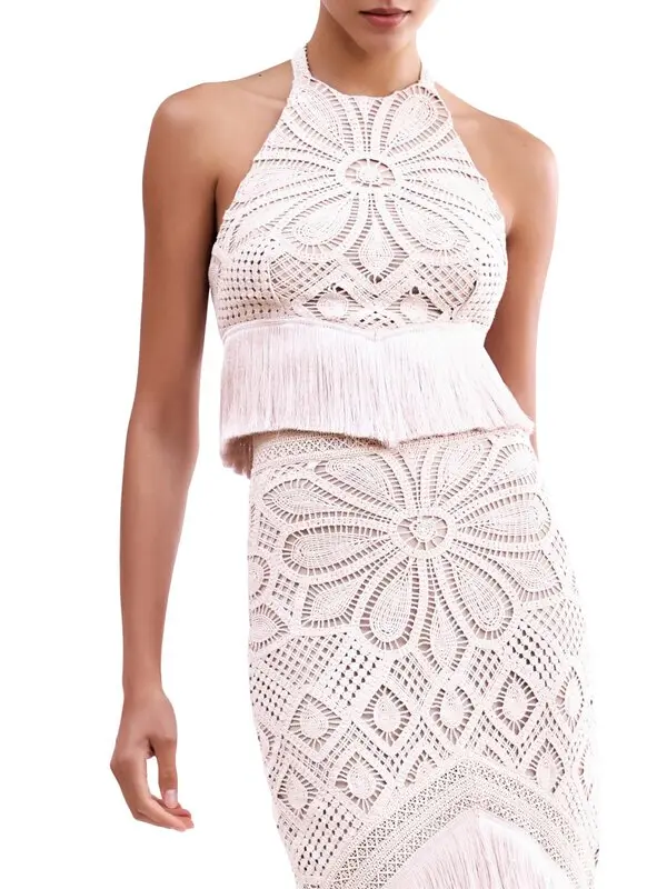 PatBO Flower Crochet Halter Top