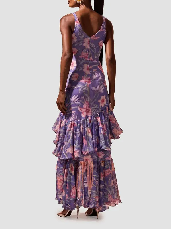 PatBO Amaryllis Floral Frill Gown