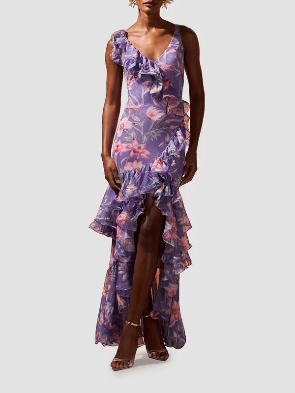PatBO Amaryllis Floral Frill Gown