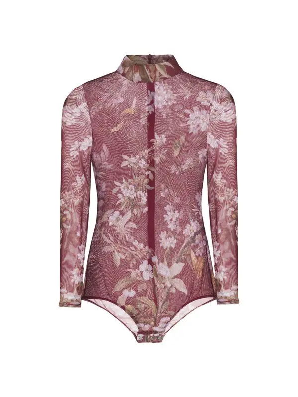 PatBO Delicata Floral Mesh Bodysuit