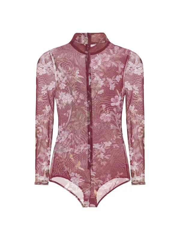 PatBO Delicata Floral Mesh Bodysuit