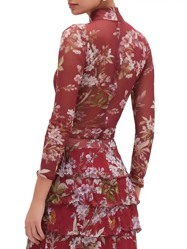 PatBO Delicata Floral Mesh Bodysuit