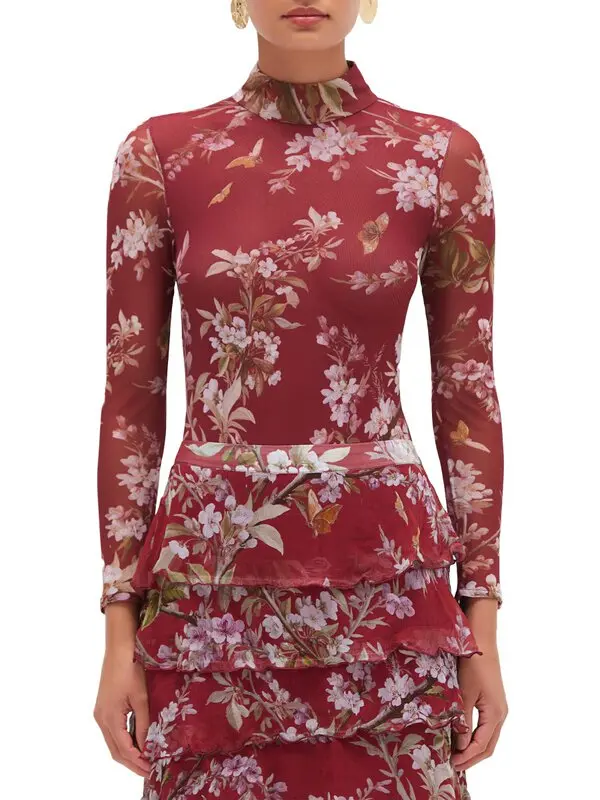 PatBO Delicata Floral Mesh Bodysuit