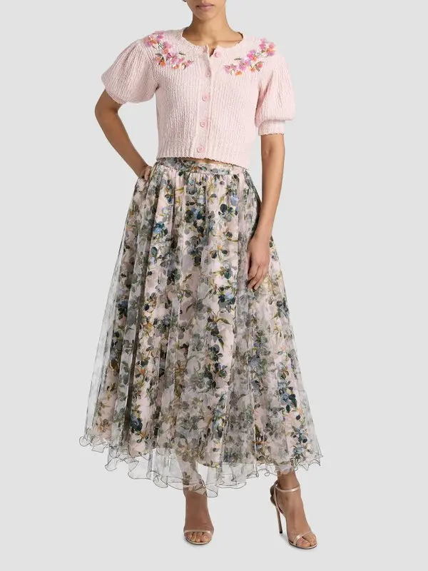Cinq À Sept Sofia Trailing Iris Maxi Skirt