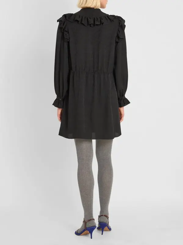 Chloé Ruffled Tieneck Silk Mini Dress