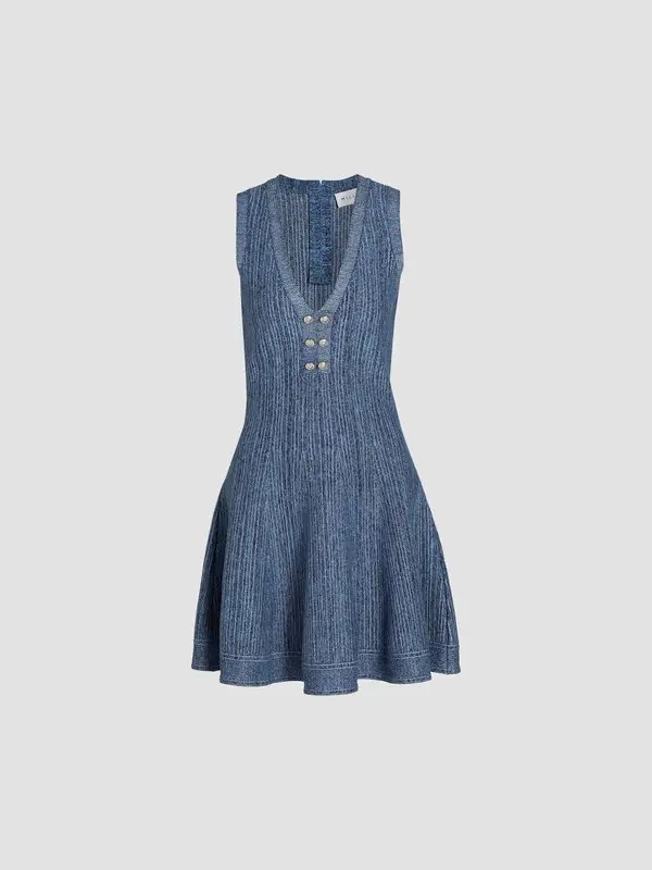 MILLY Shelby Pinstriped Knit Fit & Flare Minidress