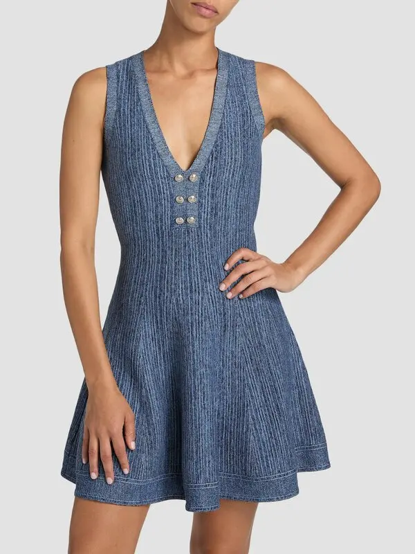 MILLY Shelby Pinstriped Knit Fit & Flare Minidress