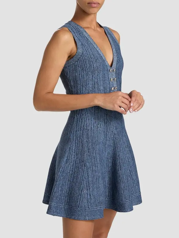 MILLY Shelby Pinstriped Knit Fit & Flare Minidress
