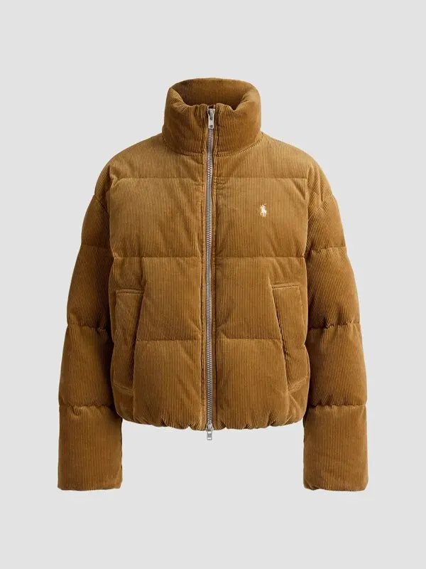 Polo Ralph Lauren Corduroy Woven Down Puffer Coat - Tan