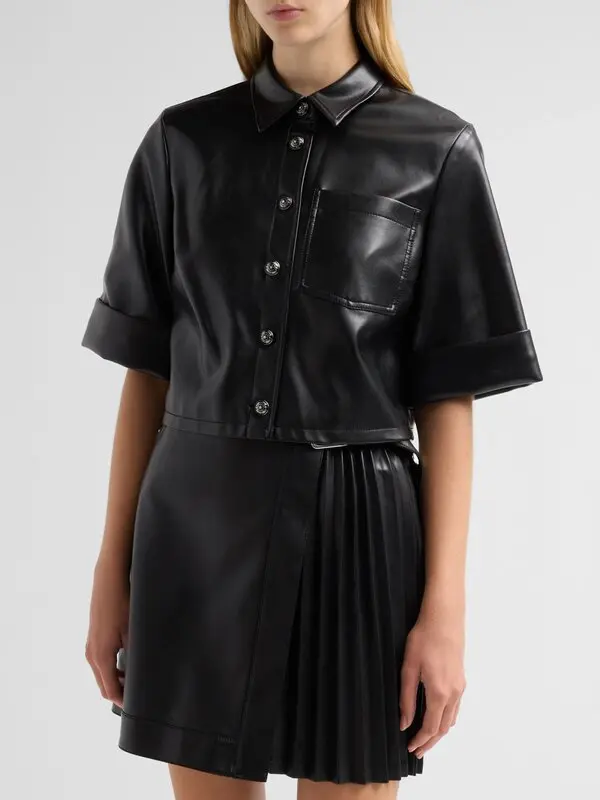 Cinq À Sept Aiden Faux-leather Crop Shirt