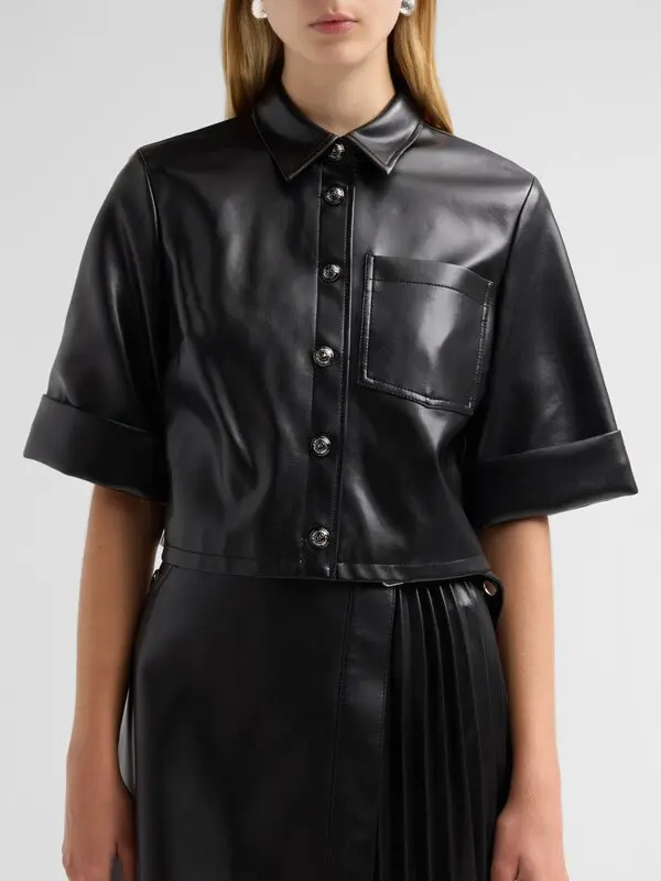 Cinq À Sept Aiden Faux-leather Crop Shirt