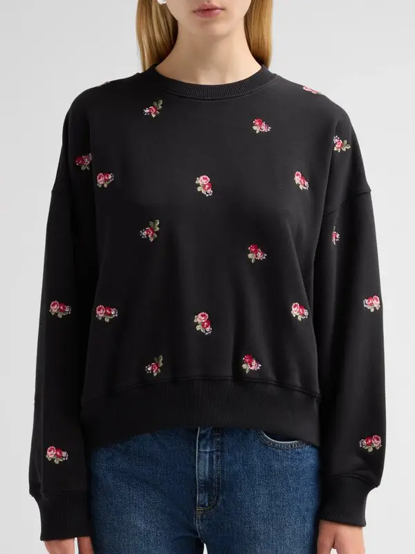 Cinq À Sept Brandy Tossed Roses Embroidered Sweatshirt