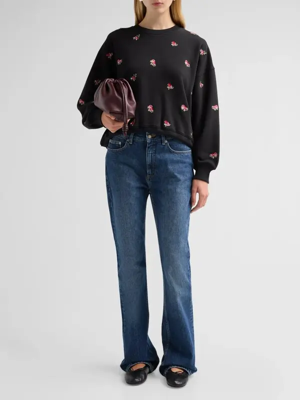 Cinq À Sept Brandy Tossed Roses Embroidered Sweatshirt
