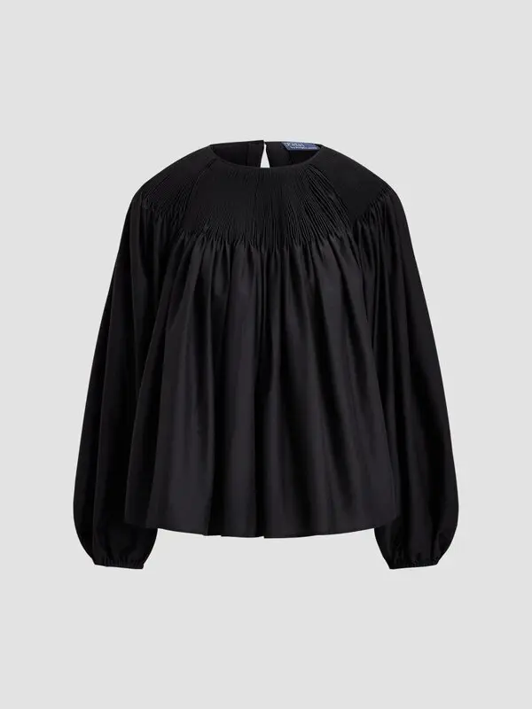 Polo Ralph Lauren Smocked Cotton-silk Top