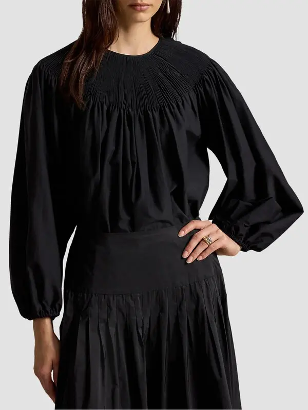 Polo Ralph Lauren Smocked Cotton-silk Top