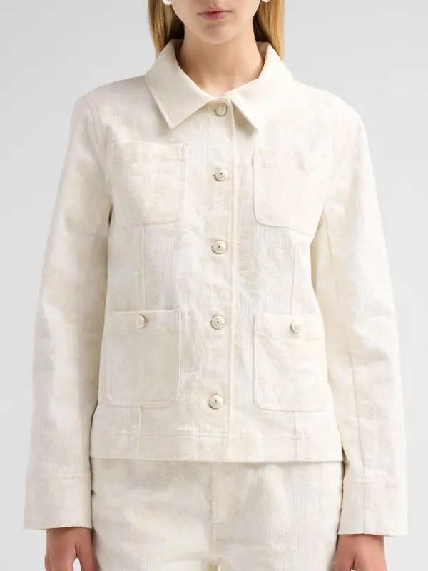 Cinq À Sept Dalton Paisley Flocked Stretch-cotton Jacket
