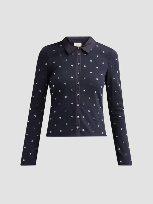 Cinq À Sept Jensyn Grommet Knit Shirt - Navy