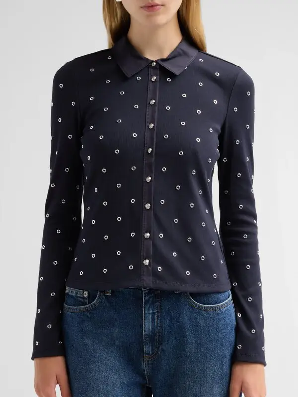 Cinq À Sept Jensyn Grommet Knit Shirt