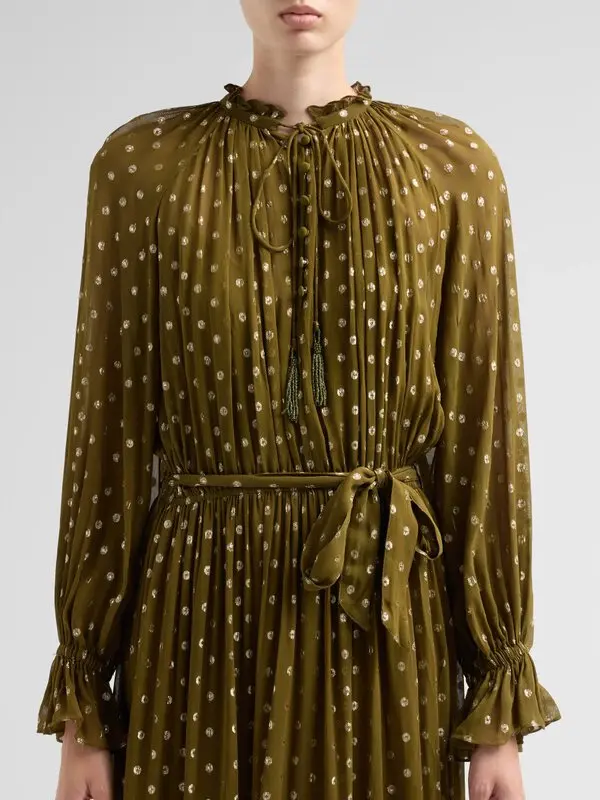 Hemant & Nandita Metallic Polka Dot Tiered Maxi Dress