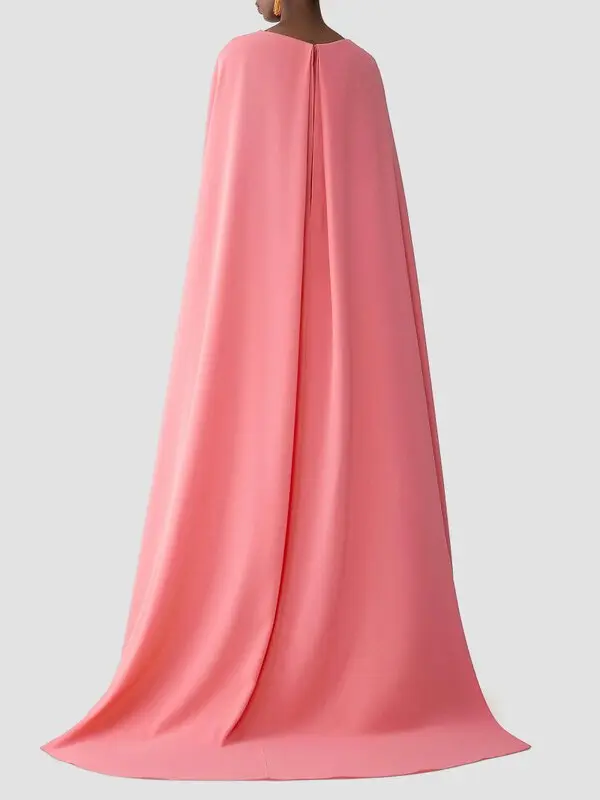 Carolina Herrera Cape Front Crepe Gown