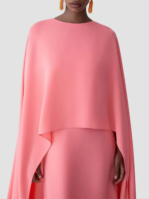 Carolina Herrera Cape Front Crepe Gown