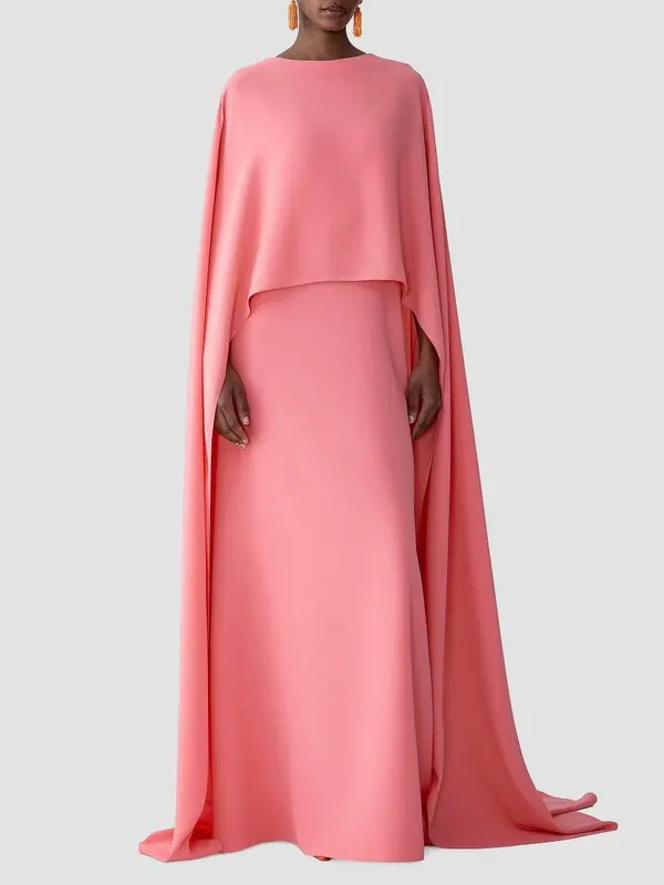 Carolina Herrera Cape Front Crepe Gown