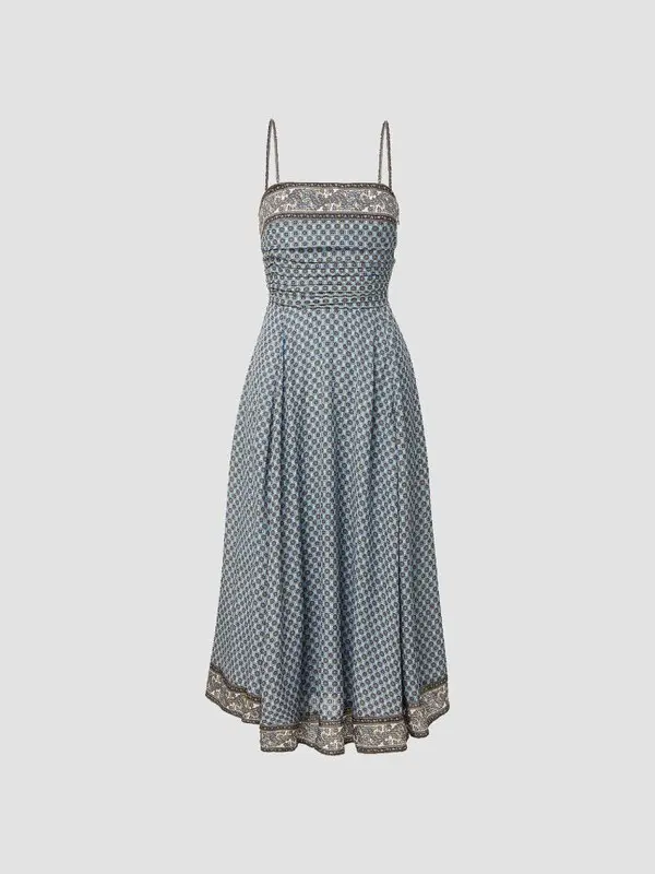 Veronica Beard Lana Printed A-line Midi-dress - Blue Jay Multi