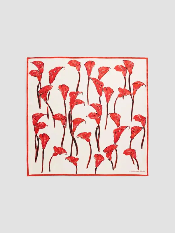 Carolina Herrera Calla Lilly Silk Twill Scarf - Ceramic Multi