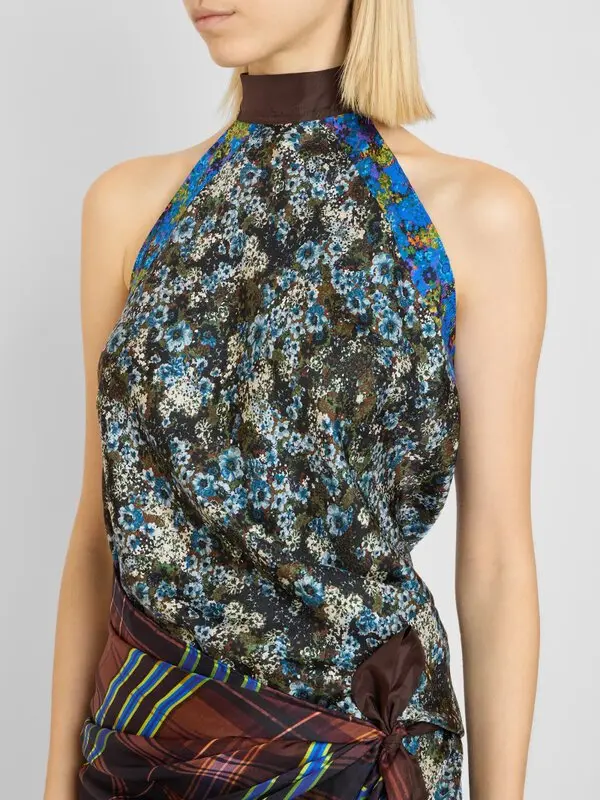 Dries Van Noten Carfy Printed Silk Halter Top - Dessin