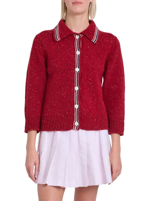 Thom Browne Hector Wool-mohair Pointelle Intarsia Cardigan