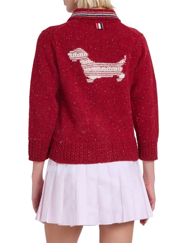 Thom Browne Hector Wool-mohair Pointelle Intarsia Cardigan