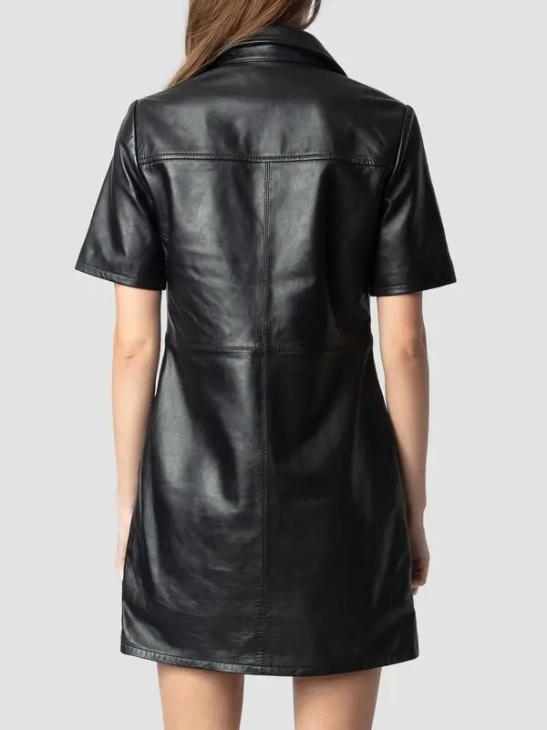 Zadig&Voltaire Ralmy Grommet Embellished Leather Minidress