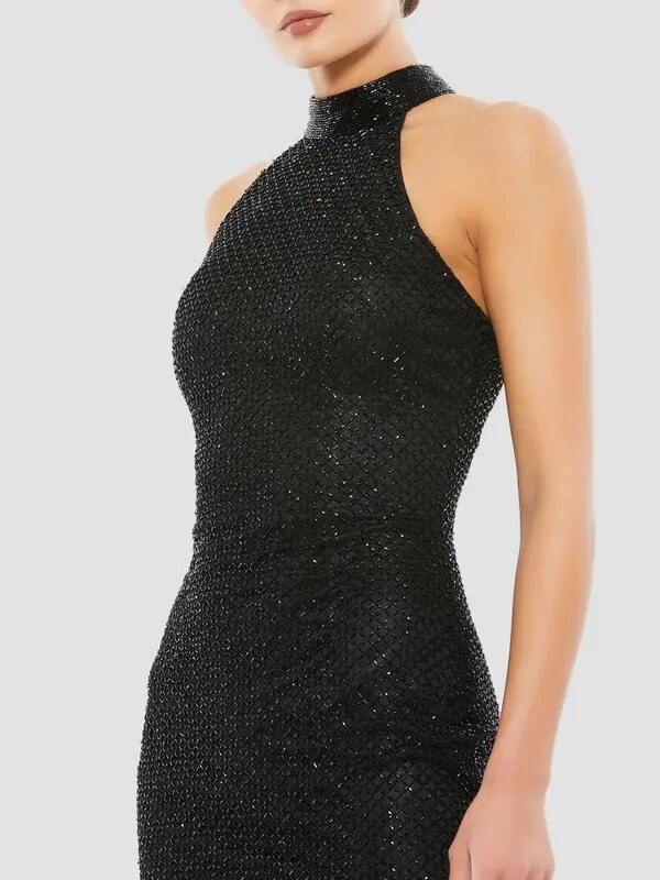 Mac Duggal Embellished Halter Cocktail Dress